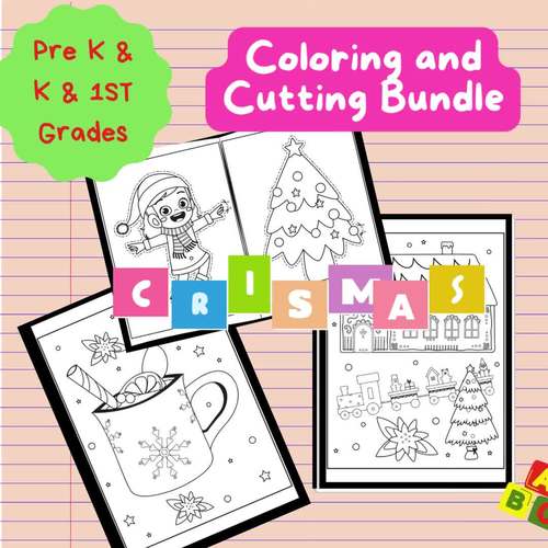 Winter Holidays: Christmas Coloring and Cutting Worksheets Bundle by ...