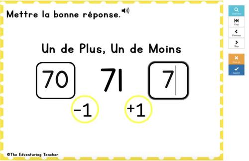 Number Sense un de plus et un de moins à 100 French Digital Boom Cards