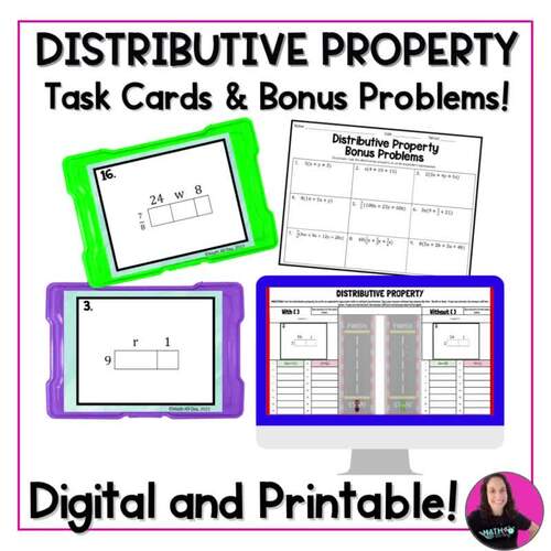 Distributive Property Task Cards Digital and Printable Activity by Math ...