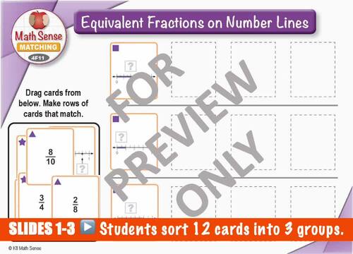 Equivalent Fractions Number Line DIGITAL MATCHING: 15 PPT / Google ...