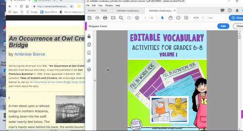 Editable Vocabulary Activities for ELA Middle School Bundle by Teach2Write