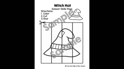 Witch Hat Halloween Scissor Skill Cutting Practice - 2 Variations