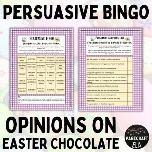 Easter Persuasive Opinion Bingo - Should Chocolate be Banned at Easter?