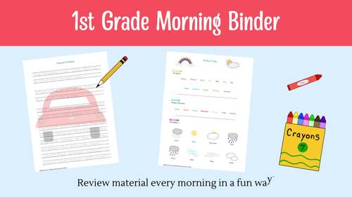 1st Grade Morning Binder, Morning Menu for Reading, Writing, Math, Name ...