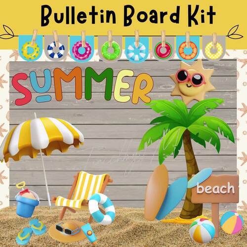 Summer Bulletin board kit l Sun sand smiles Door Decor by TeachbyIM
