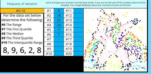 Measures of Variation Range, Quartiles, Interquartile Range Pixel Art ...