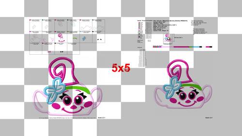 Baby Poppy Troll Applique Embroidery Design - Instant Download by Aneta H