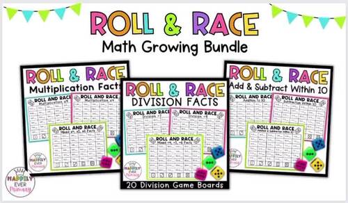 Roll and Race Math Dice Games Bundle by Happily Ever Primary Resources