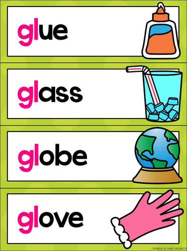 Blends Phonics NO PREP Printables for "gl" by Tweet Resources | TPT