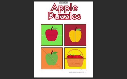 Apple Themed Puzzles Activity for UTK, Preschool, Pre-K, and K by ...