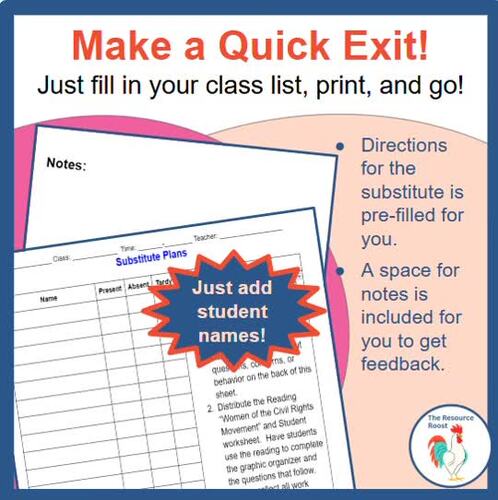 U.S. History Emergency Sub Plan- Women in Science: Reading & Activity