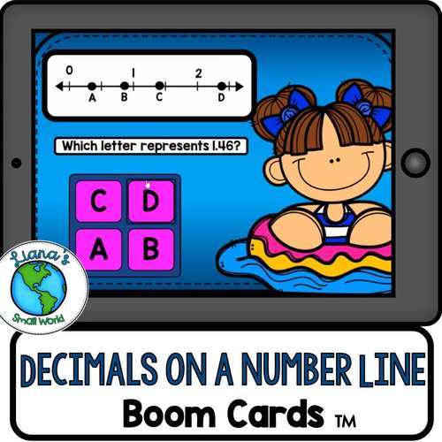 Finding Decimals on a Number Line Boom Cards tm - Digital Task Cards