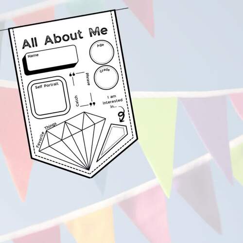 All About Me Bunting Pennant Flag Back to School Introduction Activity
