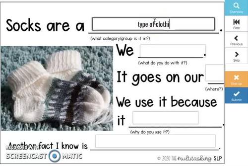 Describing Task Cards with Sentence Frames BOOM CARDS by The ...