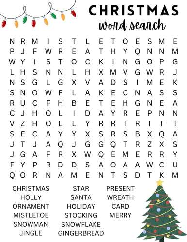 Christmas Word Search- No Prep- Christmas Activity for Kids | TPT