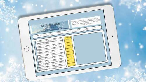 The Rock Cycle Self Checking Worksheet with winter theme by JayZee