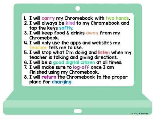 CHROMEBOOK RULES POSTER | CHROMEBOOK CONTRACT by The Techie Teacher