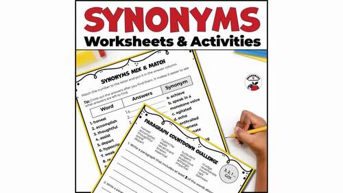 Synonym Worksheets & Vocabulary Grammar Print and Digital | TPT