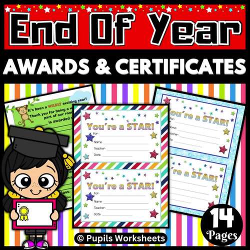 Superlatives End of The Year Awards & Certificates - Classroom Superlative