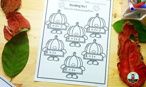 Fall Division Worksheet | Autumn Division Practice by The Joy in Teaching