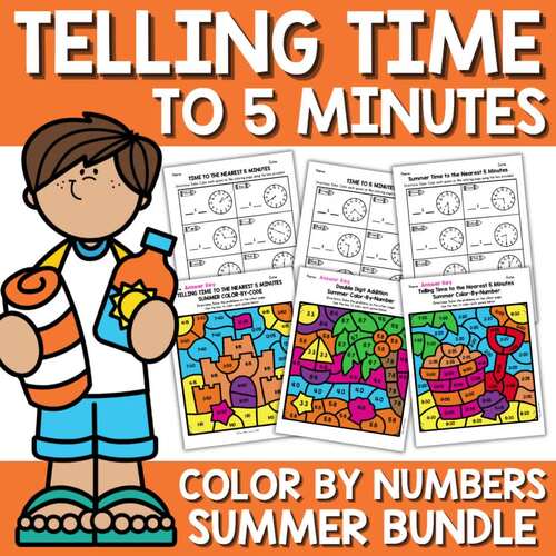Summer Time to 5 Minutes | Color by Code | Color by Number 2nd Grade ...