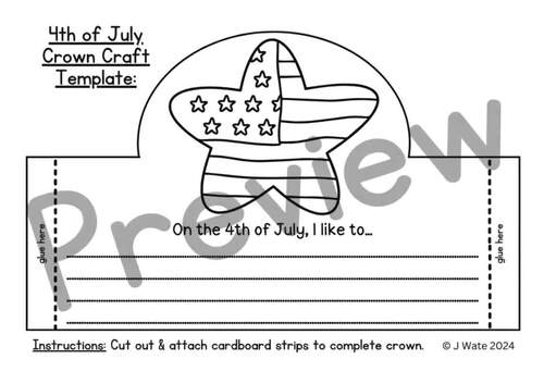 4th of July CRAFT Independence Day Headband Templates & Fourth of July ...