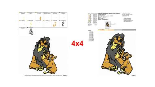 Disney Lion King Scar and Simba cub detailed embroidery designs ...