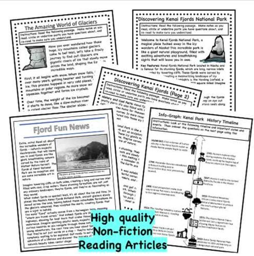 Glaciers and Fjords of Kenai National Park Reading Comprehension Pack