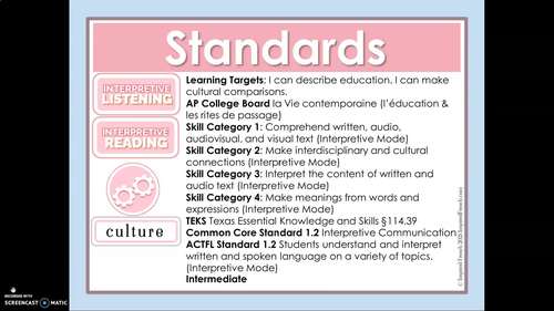 French Education Reading Performance Task No prep Comprehensible Input
