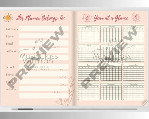 Editable Boho Music Teacher Planner | Canva Template for Music Educators