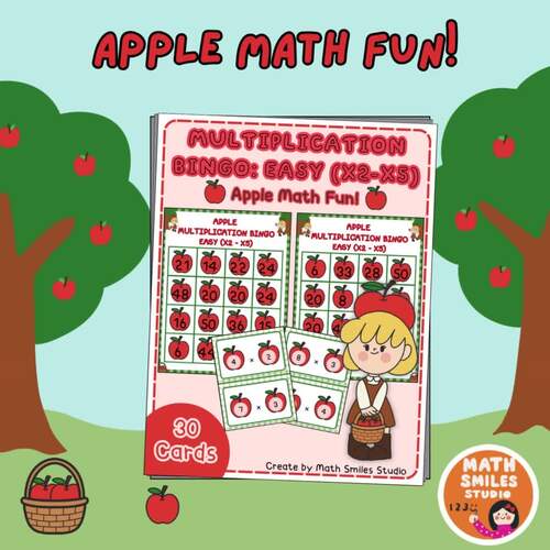 Apple Multiplication Bingo: Easy Facts (x2-x5) | Math Game 4x4 | 3rd Grade