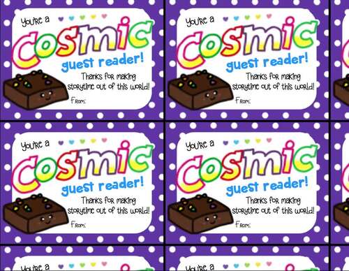Cosmic Brownies Guest Reader Appreciation Gift Tag- You're a cosmic ...