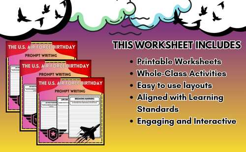 September 18th Air Force Birthday Writing Pack | 20 Themed Prompts ...