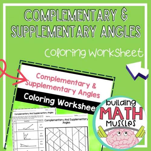 Complementary and Supplementary Angles Coloring Worksheet | TPT