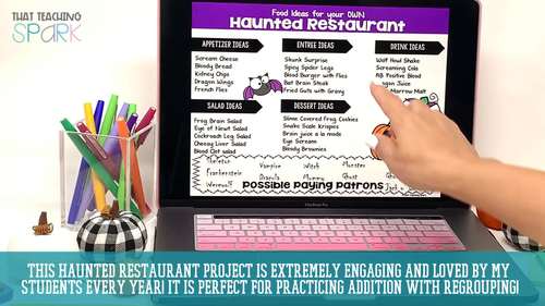 Halloween Math Haunted Restaurant Addition Project Digital and Printable