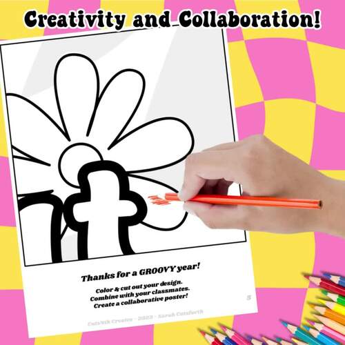 Peace Out, Kindergarten! End of Year No Prep Collaborative Coloring Poster