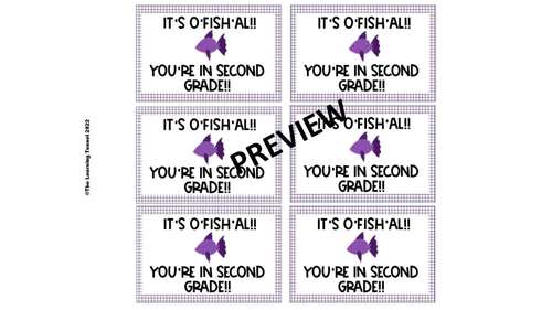 Goldfish Back To School Second Grade Tags by The Learning Tunnel