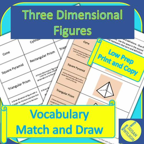 Three Dimensional Solids Vocabulary Match and Draw Interactive Notes