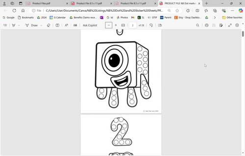 Numberblocks Dot Marker/Sticker Printable Worksheets 1 - 10 (8.5 x 11 ...
