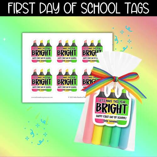 Back to School Highlighter Gift Tag, First Day Welcome Back Student ...