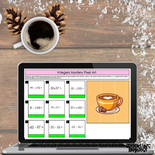 Adding and Subtracting Larger Integers Pixel Art by Brooklyn's Brightest
