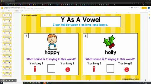 Y as a Vowel Google Slides Seesaw Digital Resources Phonics Game