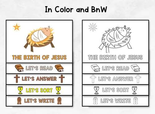Birth of Jesus Bible Flipbook Craft Activity for Sunday School Nativity ...