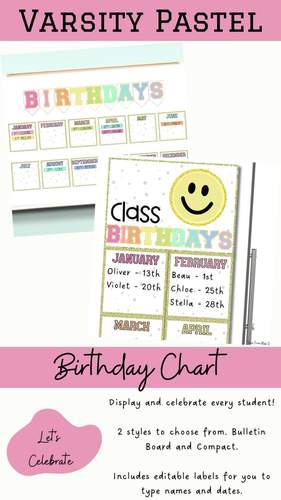 Pastel Varsity Classroom Decor Bundle | Varsity Classroom Decor | Happy ...
