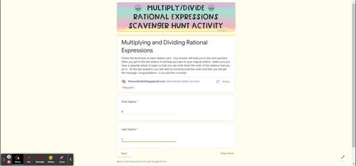 Multiplying and Dividing Rational Expressions Digital Scavenger Hunt ...