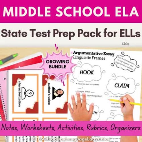 End of Year Review Middle School ELA Worksheets and Activities for ELLs