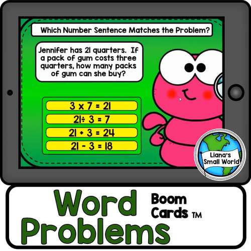 Word Problems Equation Match Boom Cards Digital Task Cards | TPT