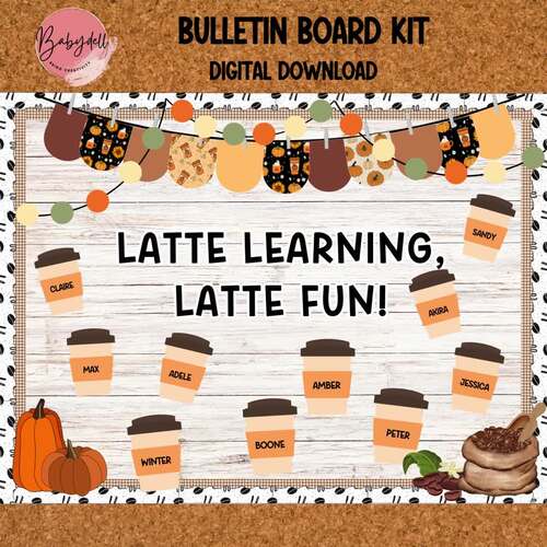 Editable Pumpkin Spice Latte Bulletin Board | Cozy Fall Coffee Shop ...