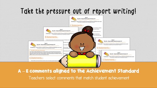 Australian Curriculum Year 6 Drama Report Card Comments by Ideacations
