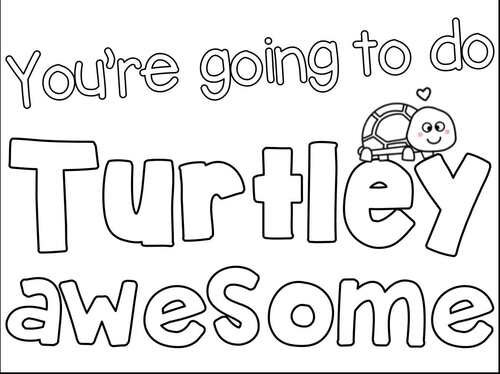 Turtle Testing Motivation Bulletin Board & Coloring Pages (You've ...